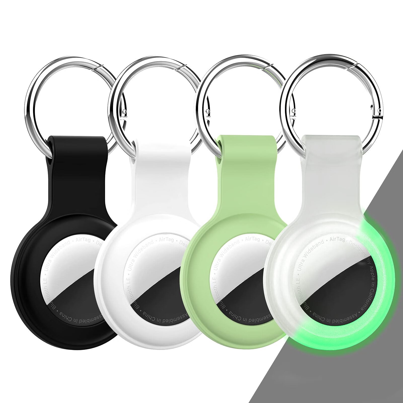 FERSWE 4 Pack Silicone Case for Airtags with Keychain, Protective Cover ...