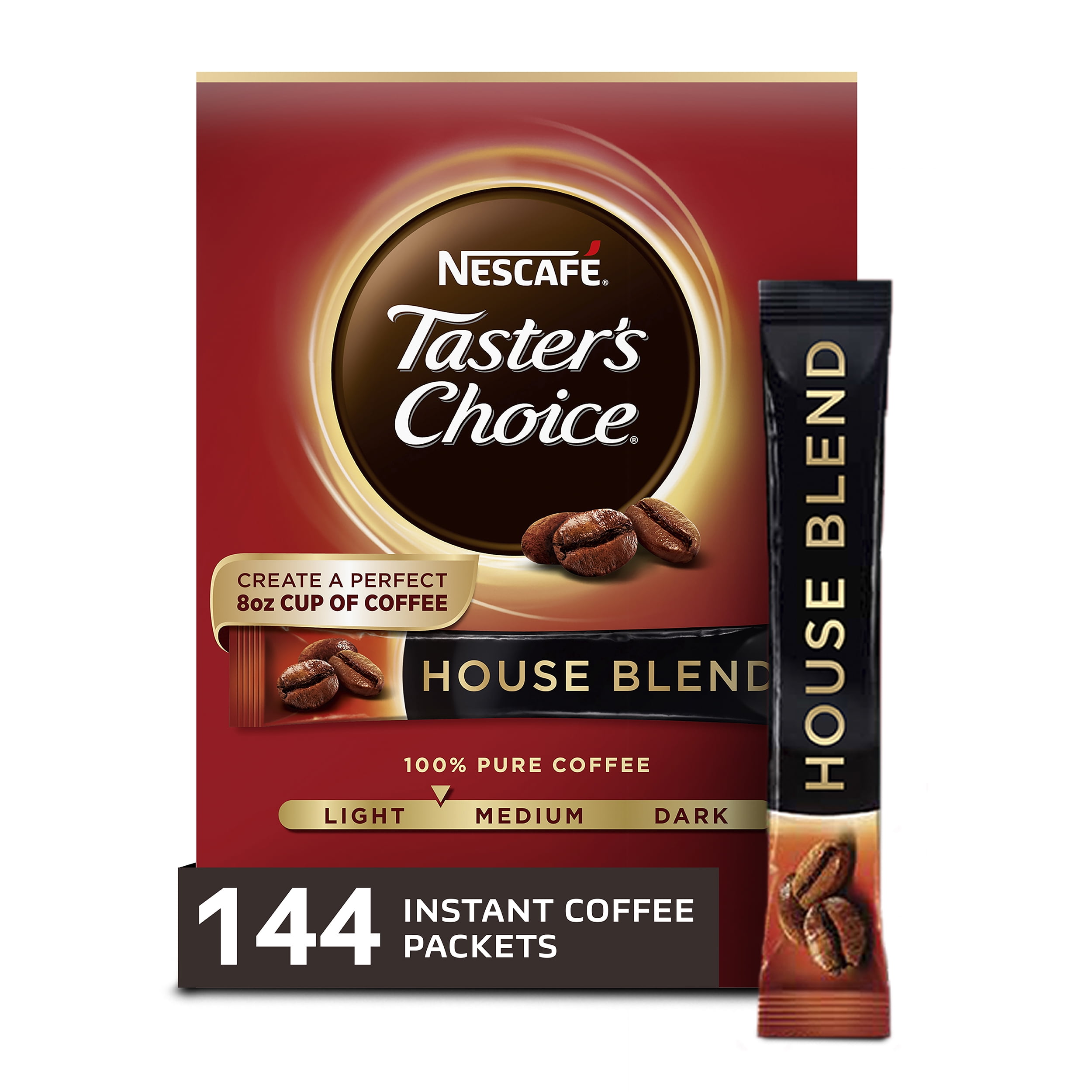 Nescafé Taster's Choice, Light Medium Roast Instant Coffee Packets, 144 ...