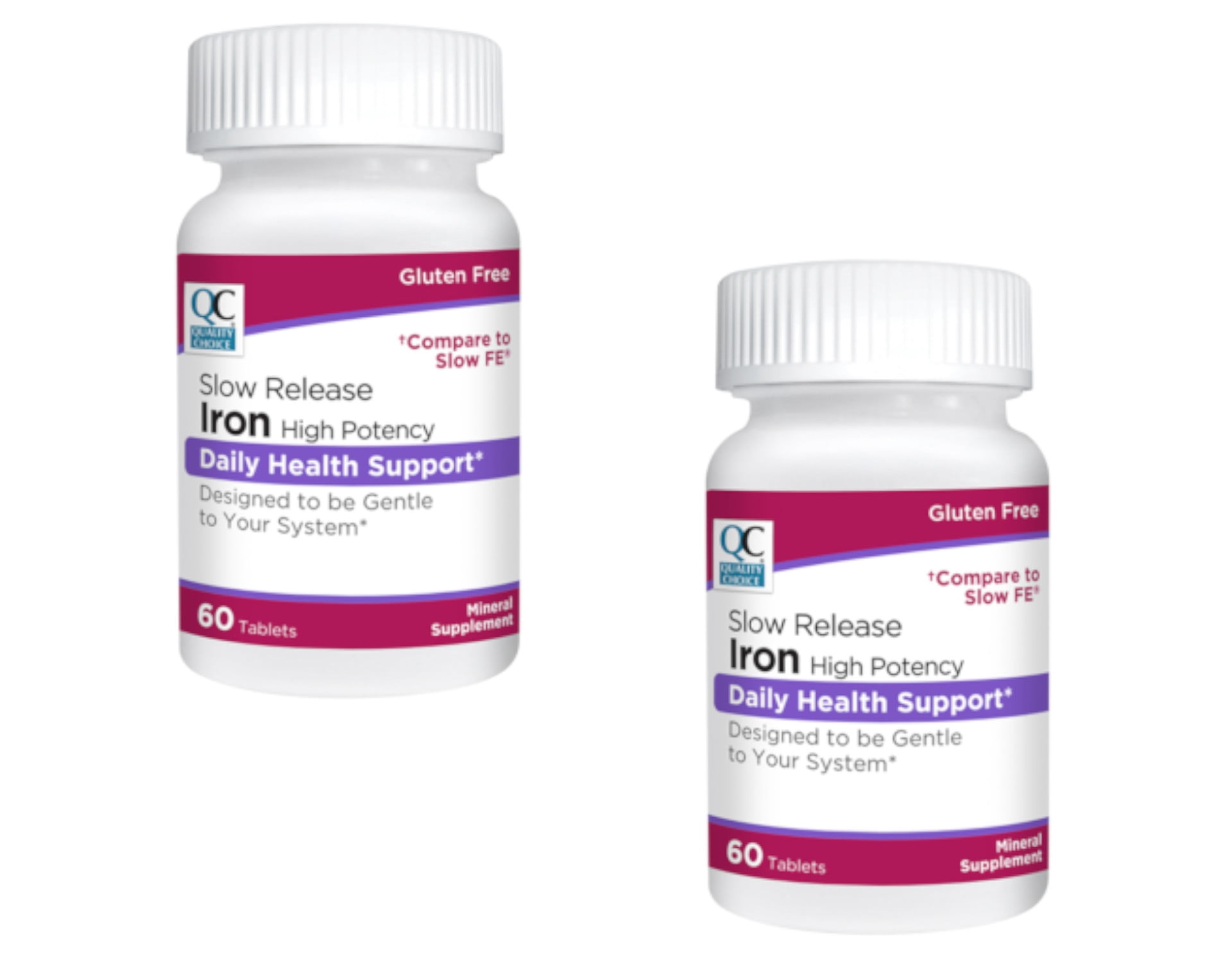 2 Pack Quality Choice Iron High Potency Slow Release Tablets 45mg 60 ...