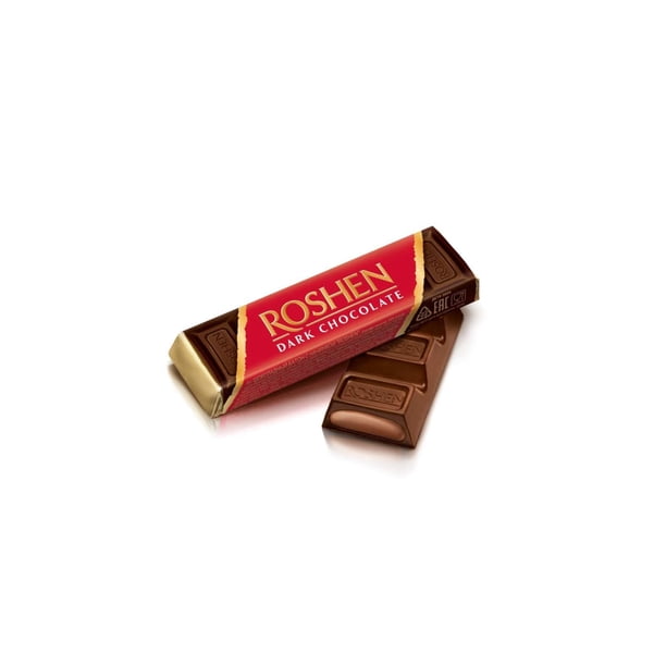 Roshen Sweet Dark Chocolate Bar with Fondant Filling Pack of 30 (1.51 ...