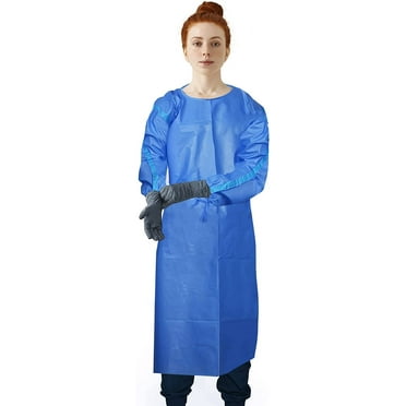 Disposable Isolation Gowns with Thumb Loops and Open Back, Unisex, 20 ...