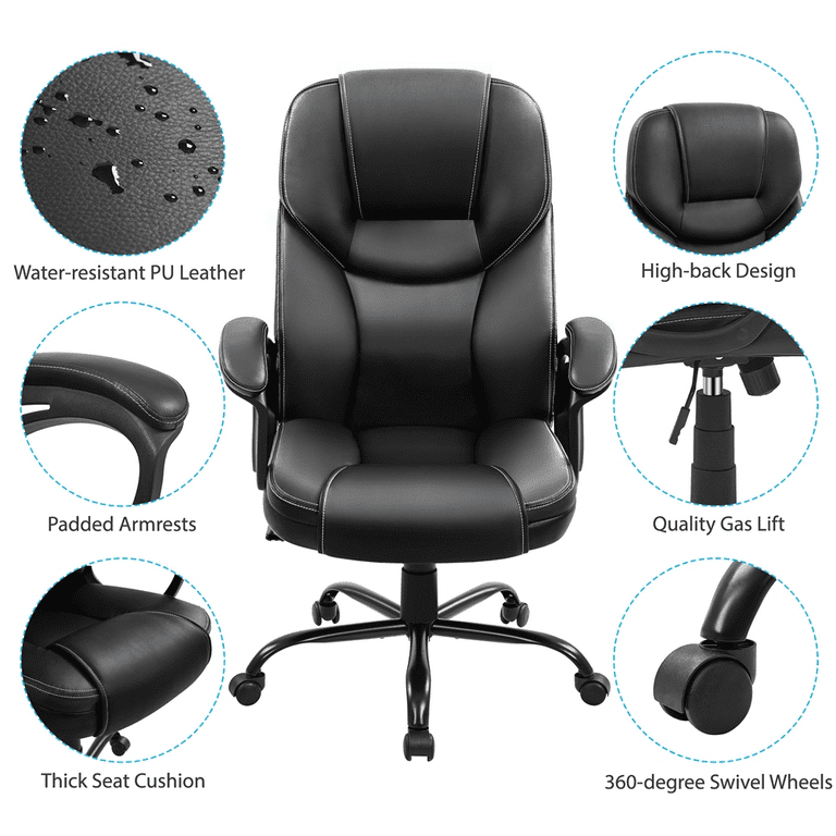 Topeakmart Stylish Executive Large Ergonomic Faux Leather Office Chair with High Back and Swivel Seat Black Walmart