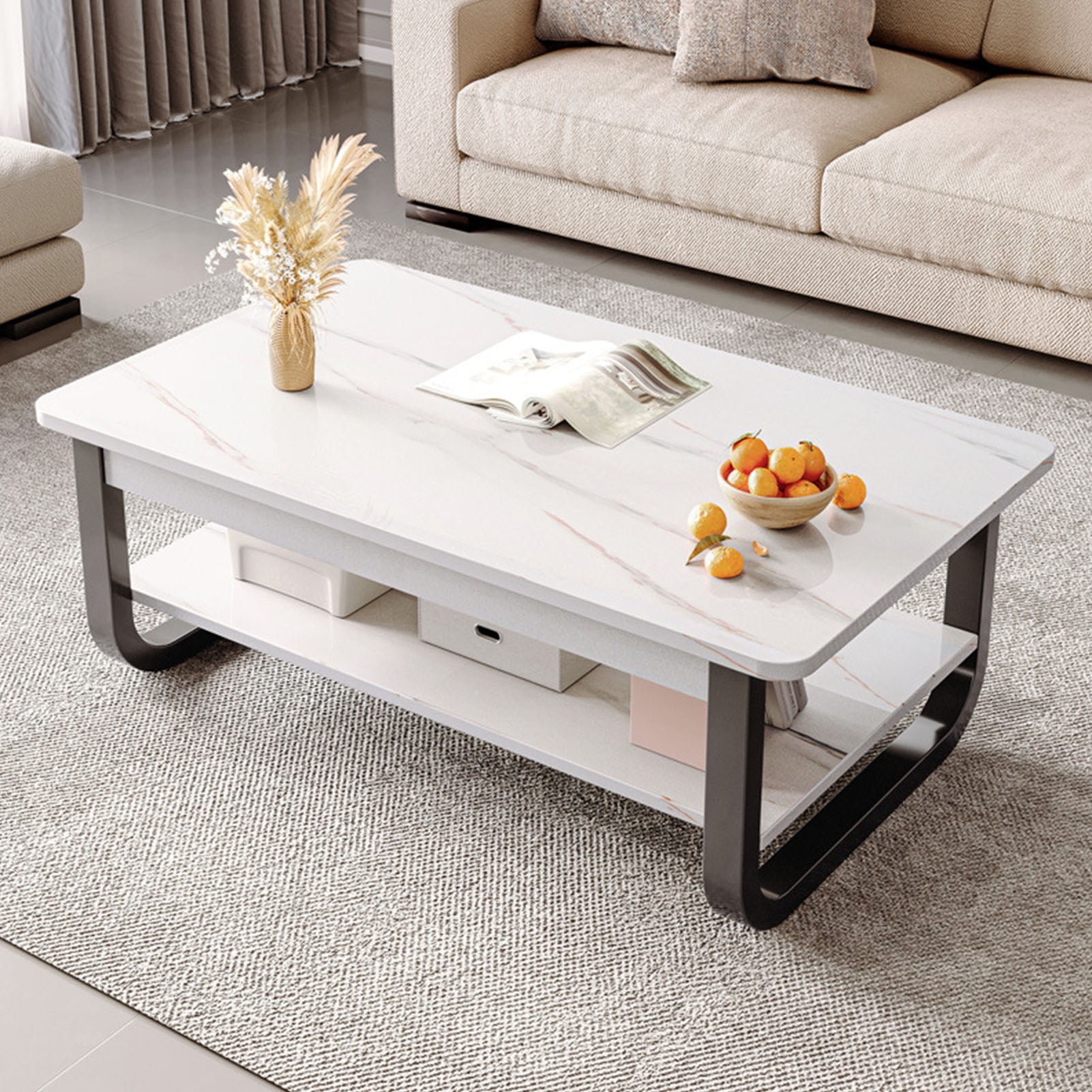 Click here for Zaqw Coffee Table 2 Tier Minimalist Stylish Easy T... prices