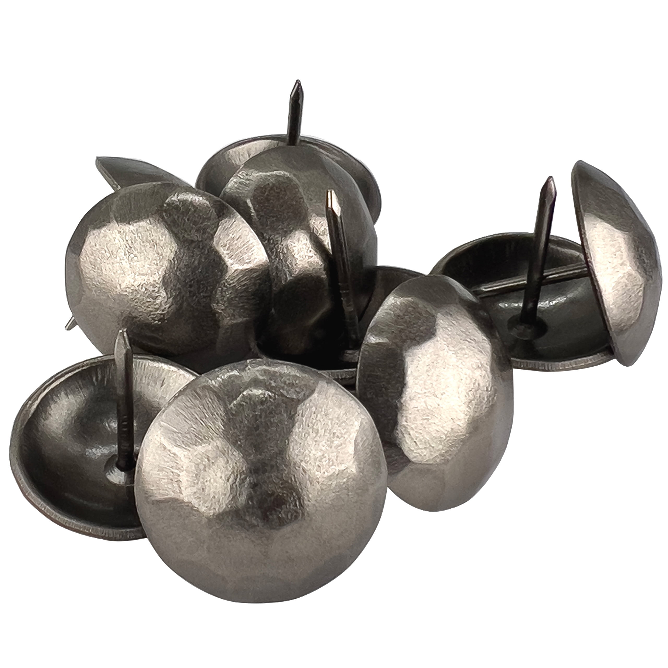 50 Pack - 1” Silver Decorative Clavo Nails Round Hammered Iron Antique ...