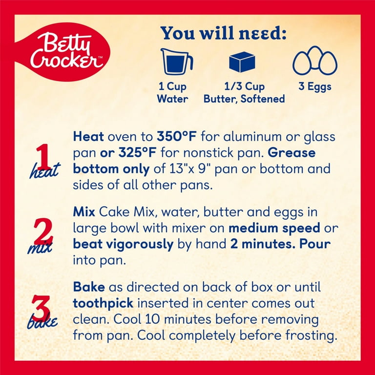 Betty Crocker Butter Yellow Cake Mix Directions