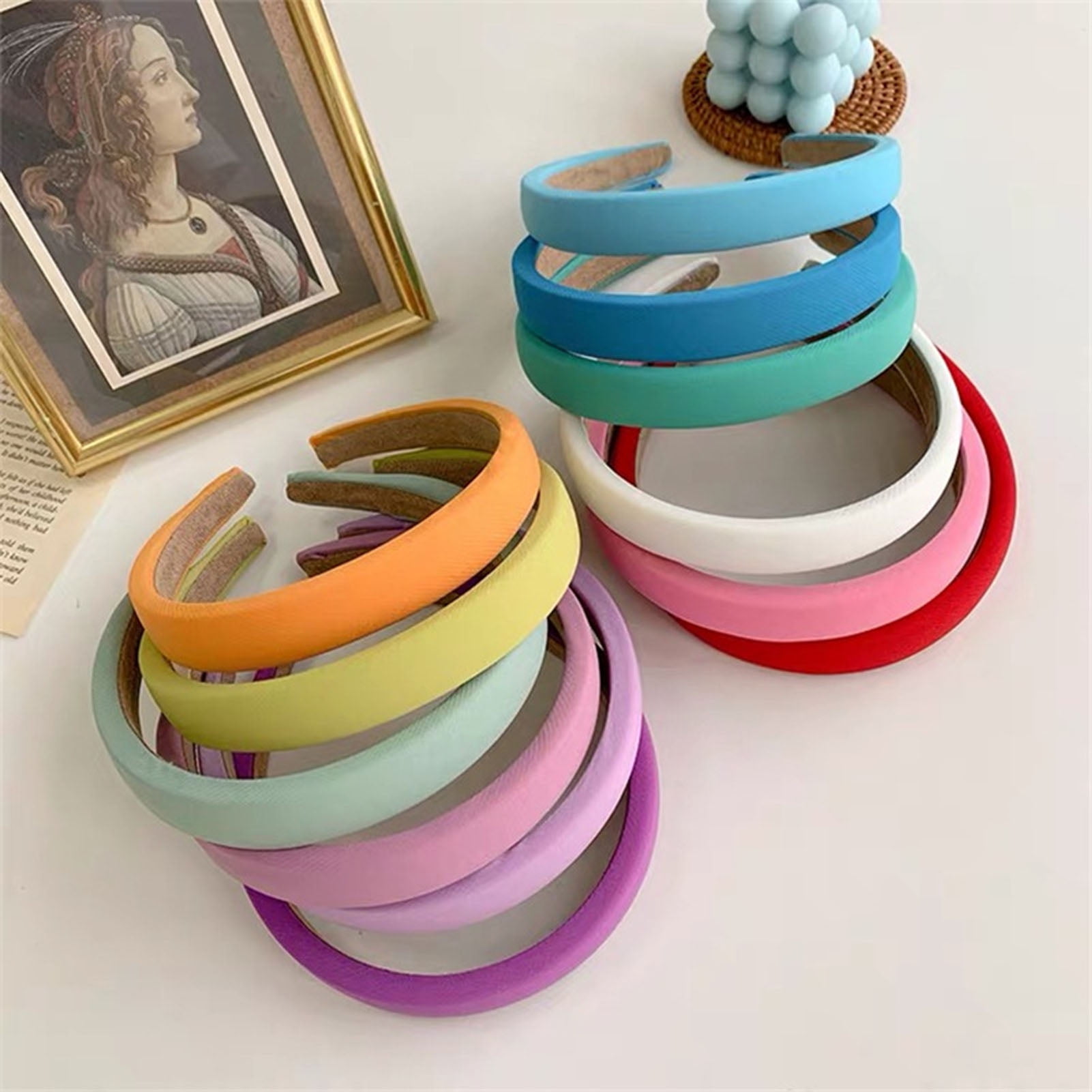 GROFRY 5 Pcs Sweet Women Hair Hoop Candy Color Hair Fixing Wide Non ...