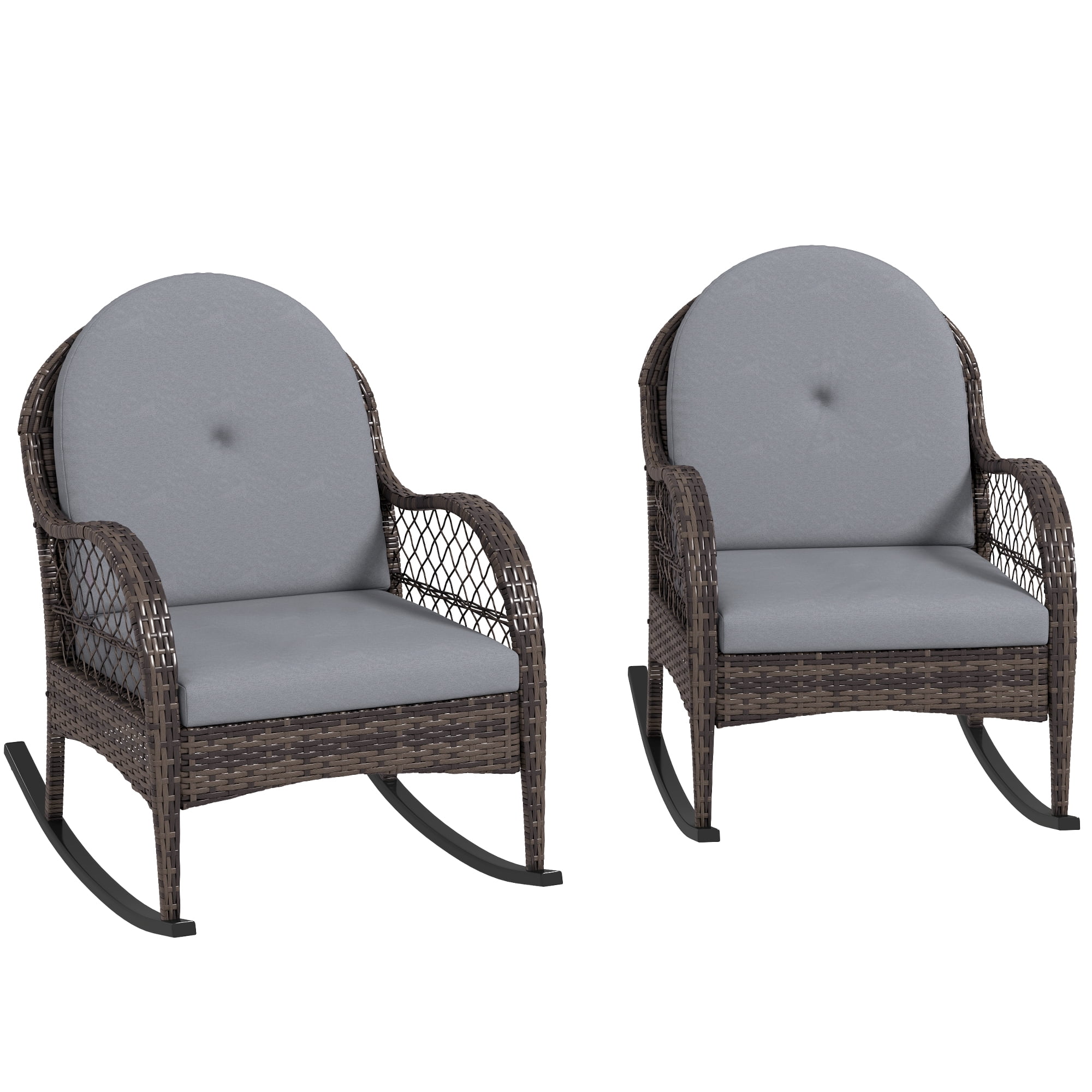 Click here for Outsunny 2 Pieces Wicker Outdoor Rocking Chairs Wi... prices