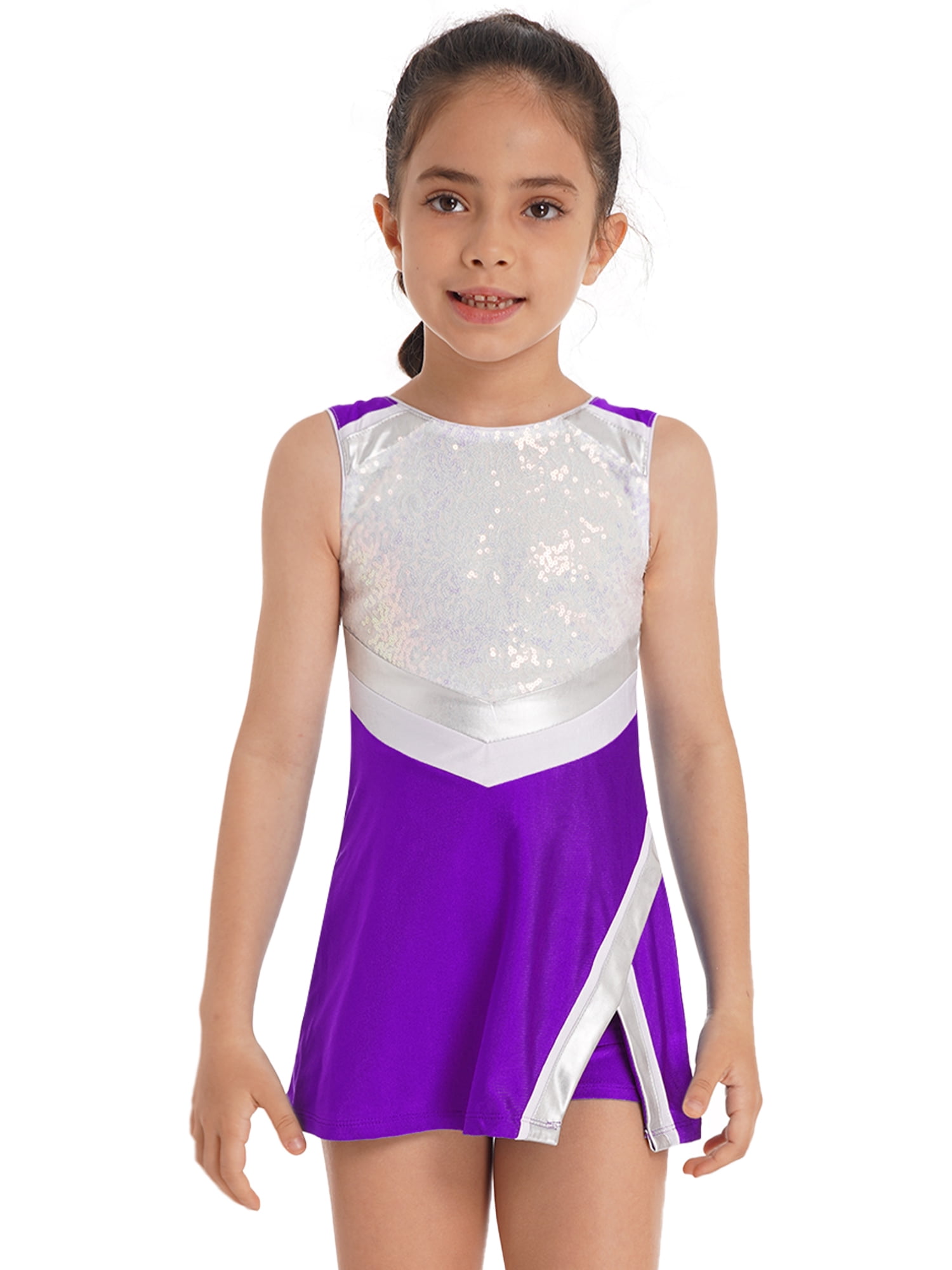 YiZYiF Kids Girls Cheerleading Outfit Cheer Uniform Sequins Sports ...