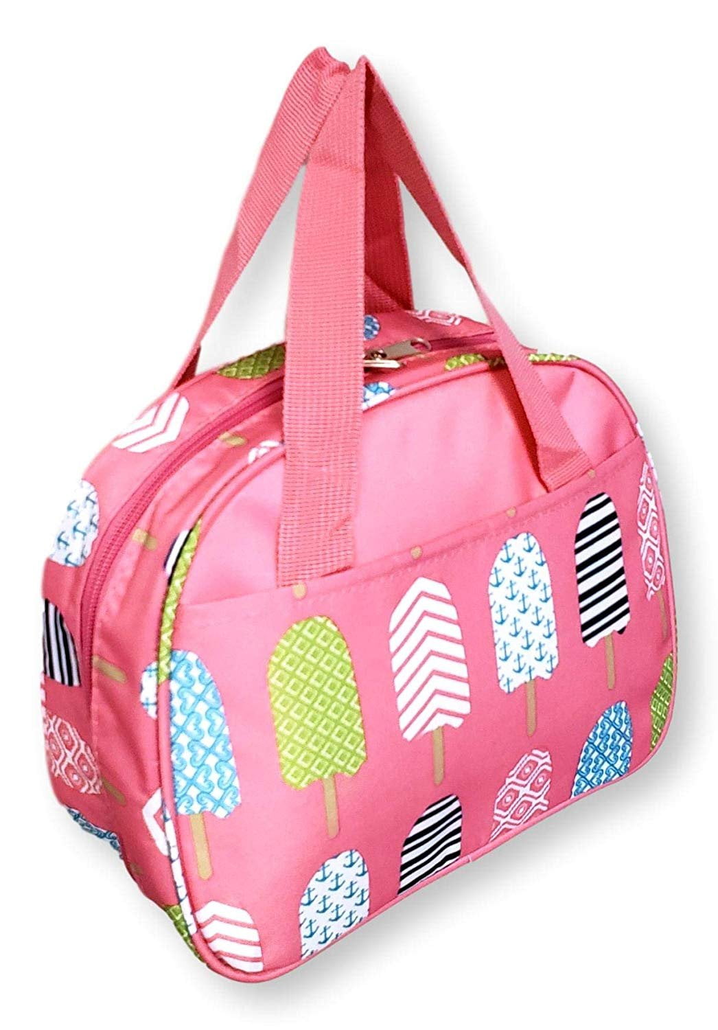 Fashion Print Insulated Water Resistant Round Small Lunch Cooler Pink ...