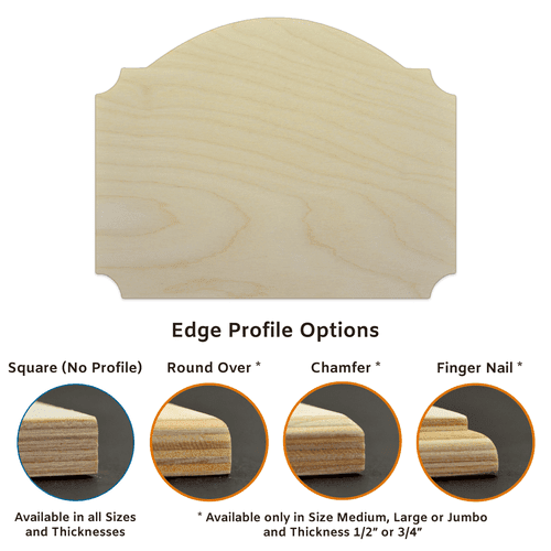 Pack of 1, Large 12" x 10" x 1/2" Unfinished Plywood Chamfer River ...