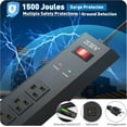 7 Outlet Metal Long Power Strip with Overload Protection & 1500J Surge ...