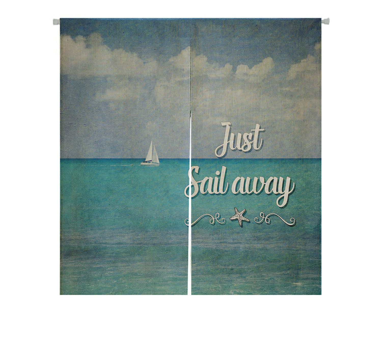ABPHQTO Inspirational Typo Quote Just Sail Away Japanese Noren Curtain ...