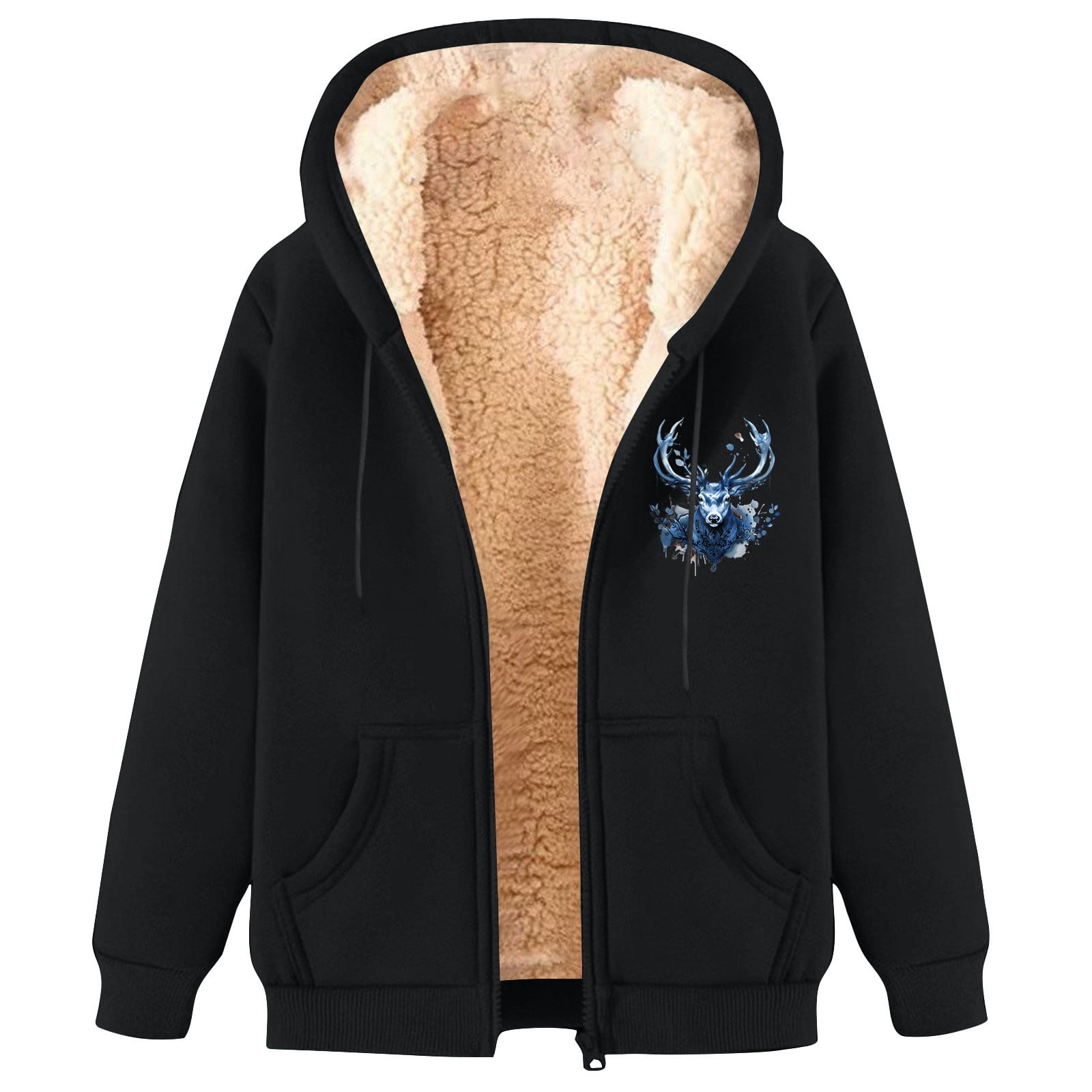 Click here for Aohooy Workout Sweatshirt Men Print Zip Sherpa Plu... prices