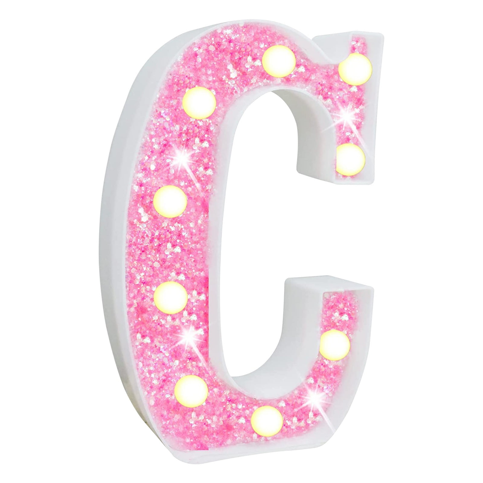 LED Letter Lights Sign Light Up Pink Letters Glitter Alphabet Letter ...
