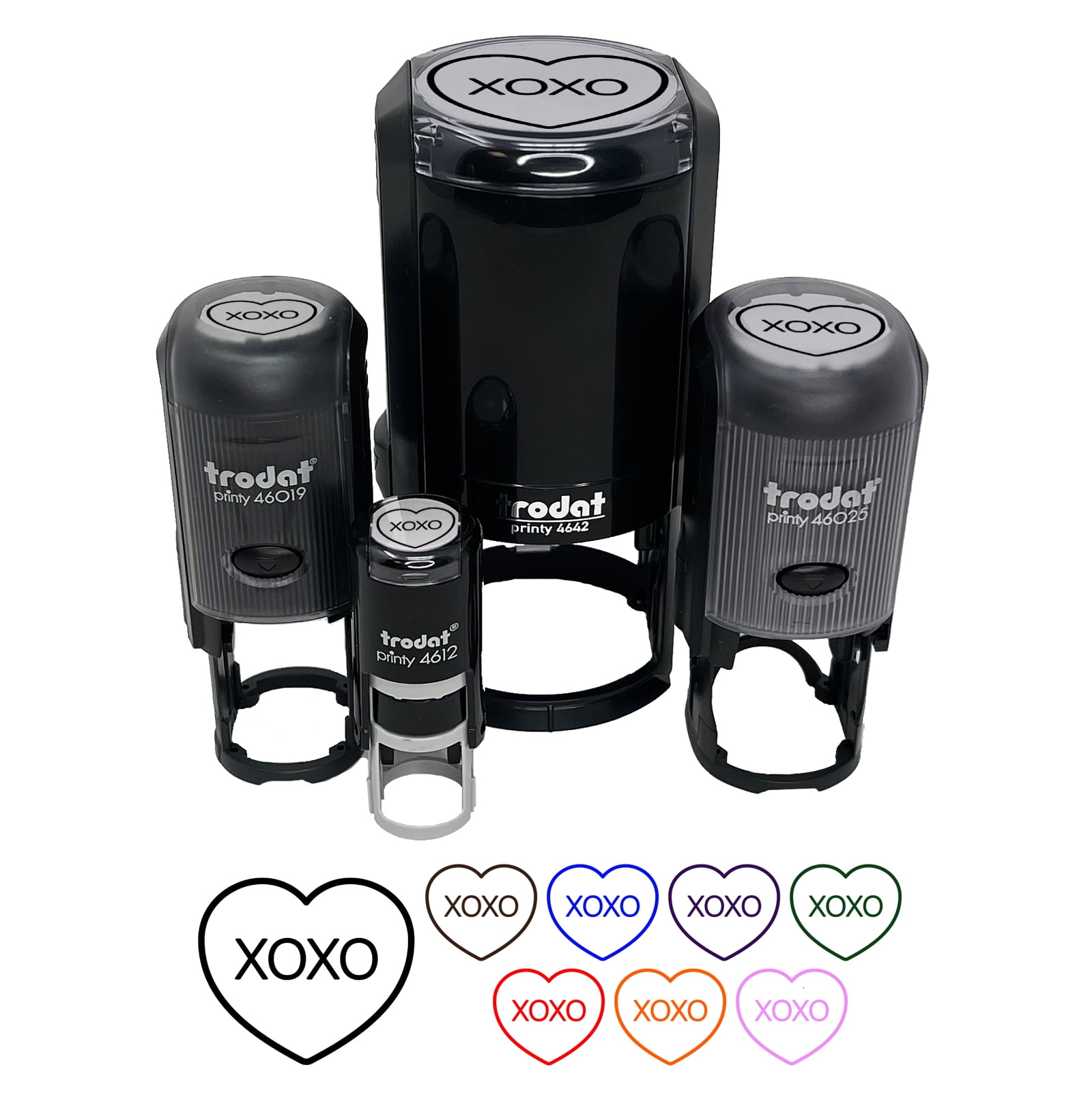 XOXO Conversation Heart Self-Inking Rubber Stamp Ink Stamper - Orange ...