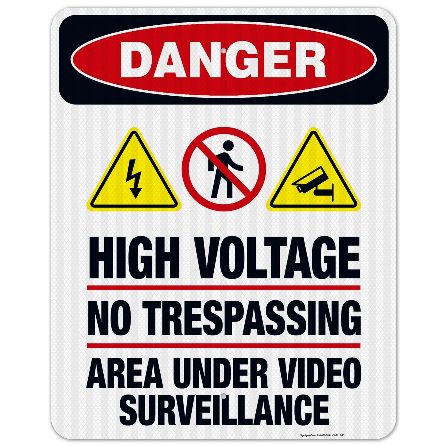 High Voltage No Trespassing Area Under Video Surveillance Sign, OSHA ...