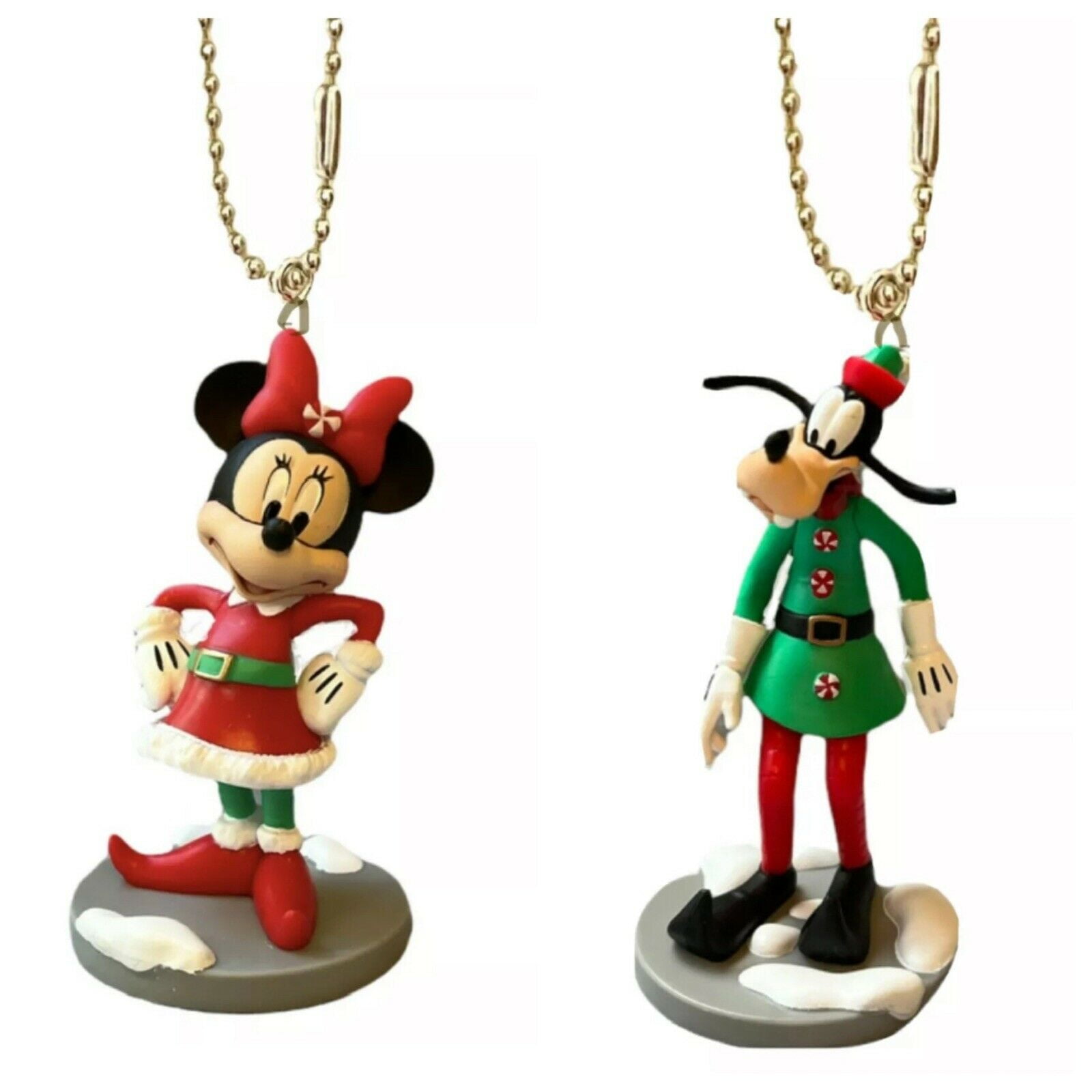 Minnie & Goofy Santa Candy Cane Keychain Dangler Figure Figurine 3 ...