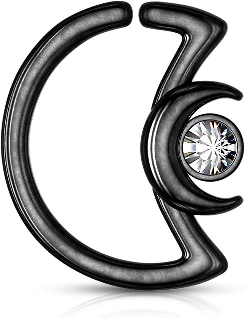 Surgical Steel Crescent Moon with Crystal on Crescent Moon Shape Ear ...