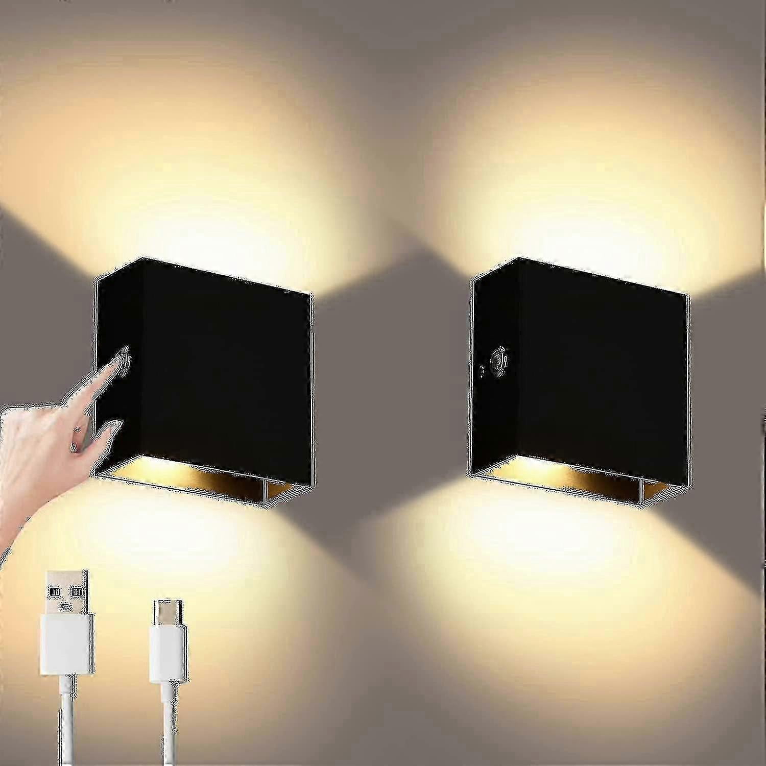 2-Pack Rechargeable Dimmable Wall Lights with Touch Control | Walmart ...
