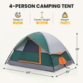 Gianna 4 Person Waterproof Camping Tent with Rainfly, Easy Setup Dome ...