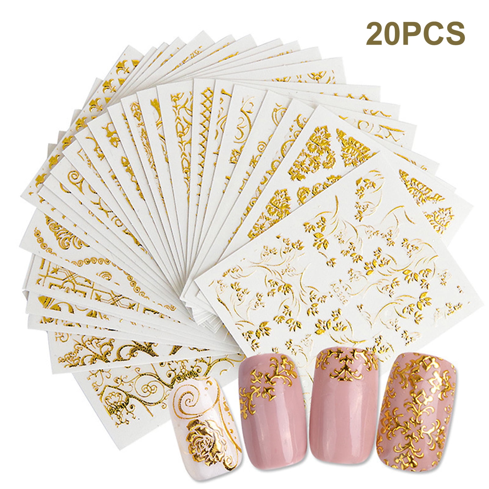 opvise 20 Pcs/Set Manicure Decal Universal Lightweight Paper Metal Hot ...