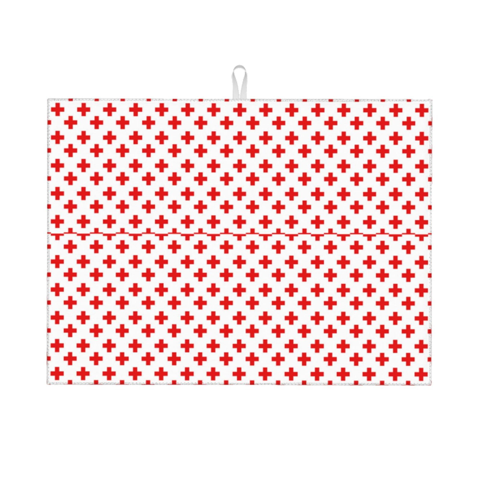 Click here for Vsdgher Red Cross Print Dish Drying Mat Super Abso... prices
