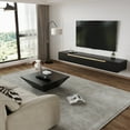 POVISON 78.74" Black Floating TV Stand,Modern Minimalist, Storage, MDF ...