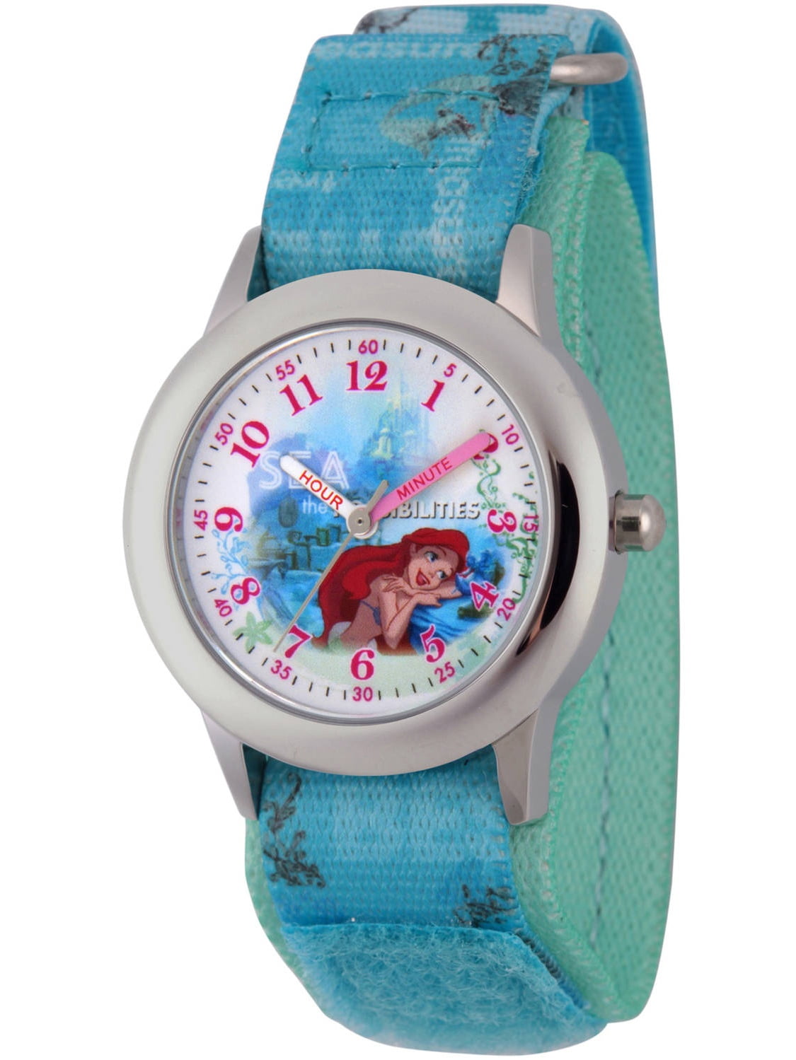 Princess Ariel Girls' Stainless Steel Time Teacher Watch, Blue Hook and ...