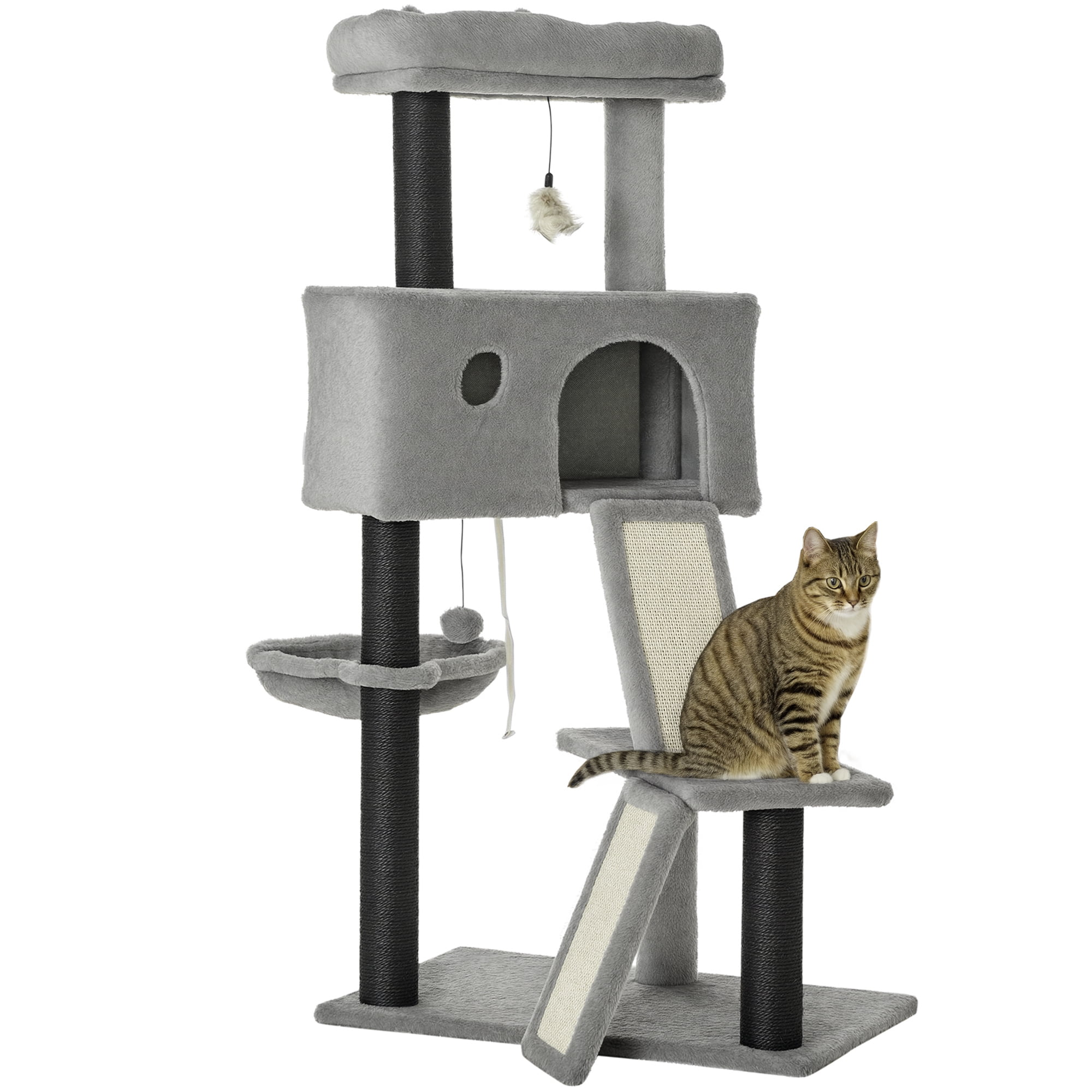 Click here for Pawhut Cat Tree Tower With Condo Hammock Light Gre... prices