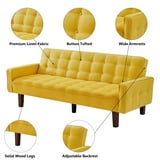 Aukfa 74" Square Arm Futon Convertible Sofa Bed for Home Office, Button ...