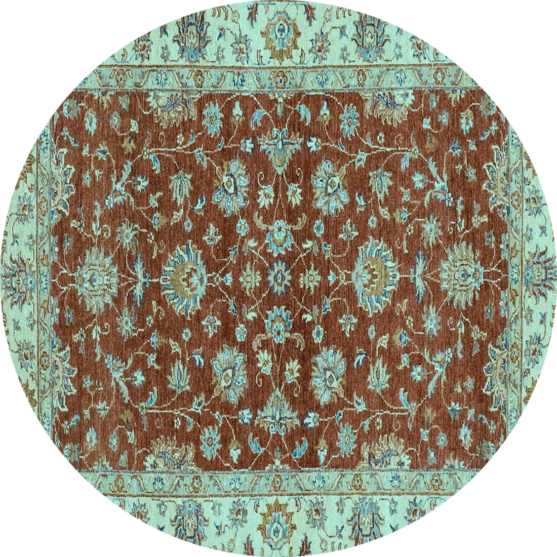 Ahgly Company Indoor Round Oriental Light Blue Traditional Area Rugs, 6 ...