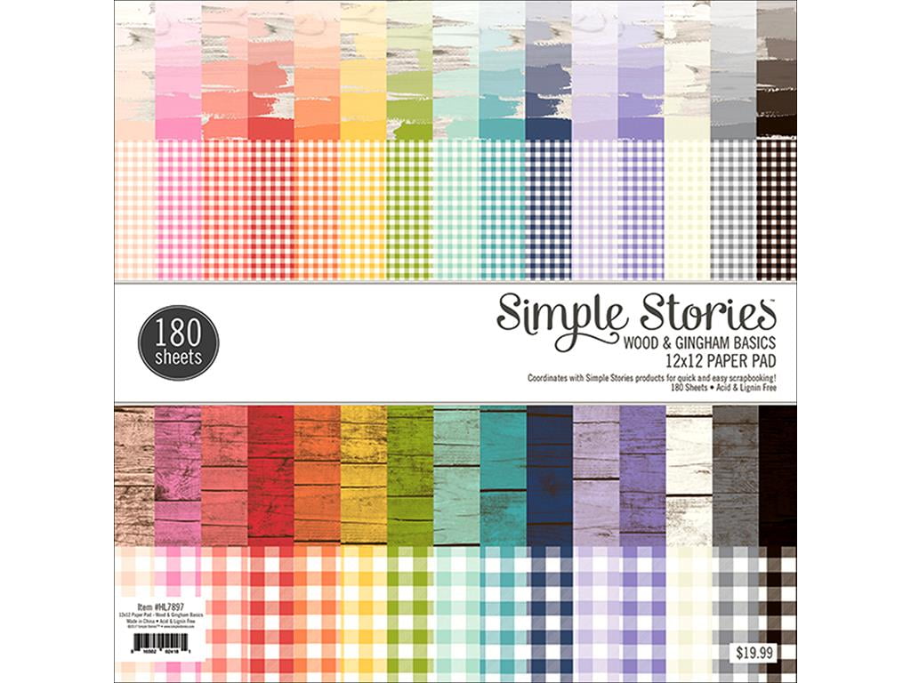 Simple Stories Paper Pad 12x12 Wood & Gingham - Walmart.com