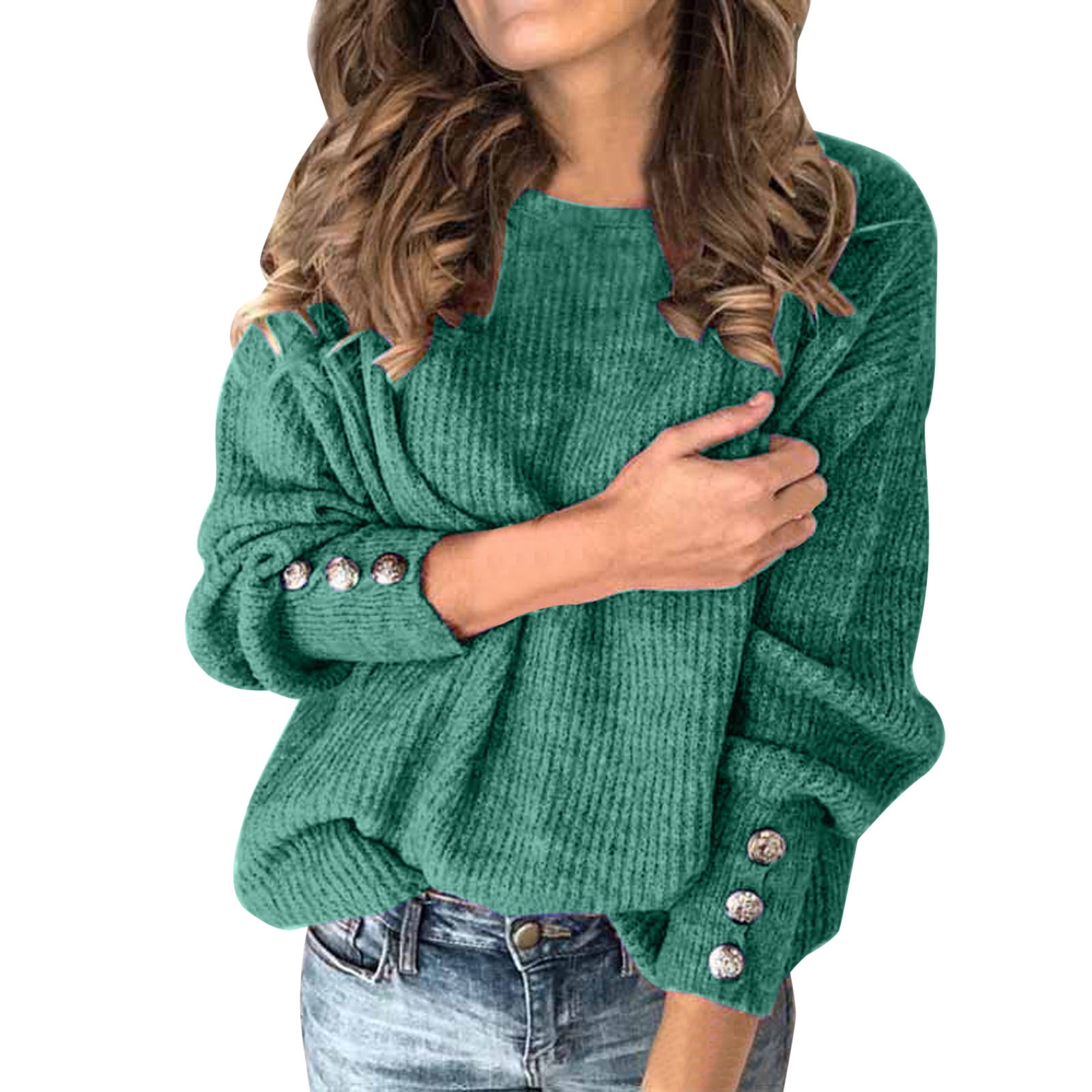 2025 Womens Sweaters Winter Fall Garment Dyed Casual Loose Long Sleeve ...