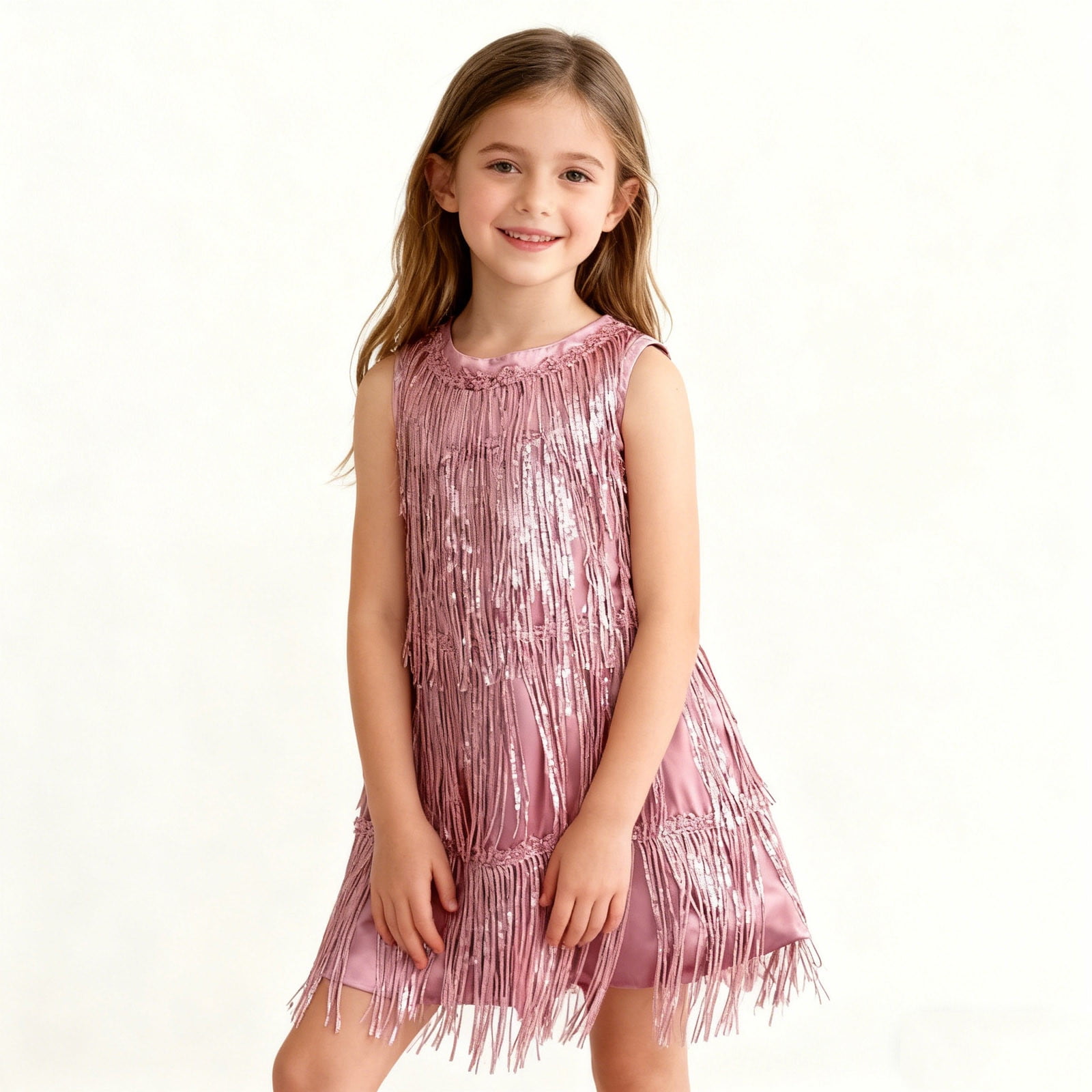 Click here for Sdnall Girls Sleeveless Fringe Sequin Dress  A-Lin... prices