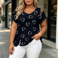 Ayolanni Heart Print Womens Blouses Scoop Neck Short Sleeve Casual ...