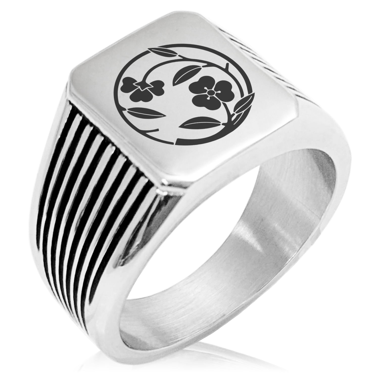 Stainless Steel Kawari Katabami Edamaru Kamon Crest Needle Stripe ...