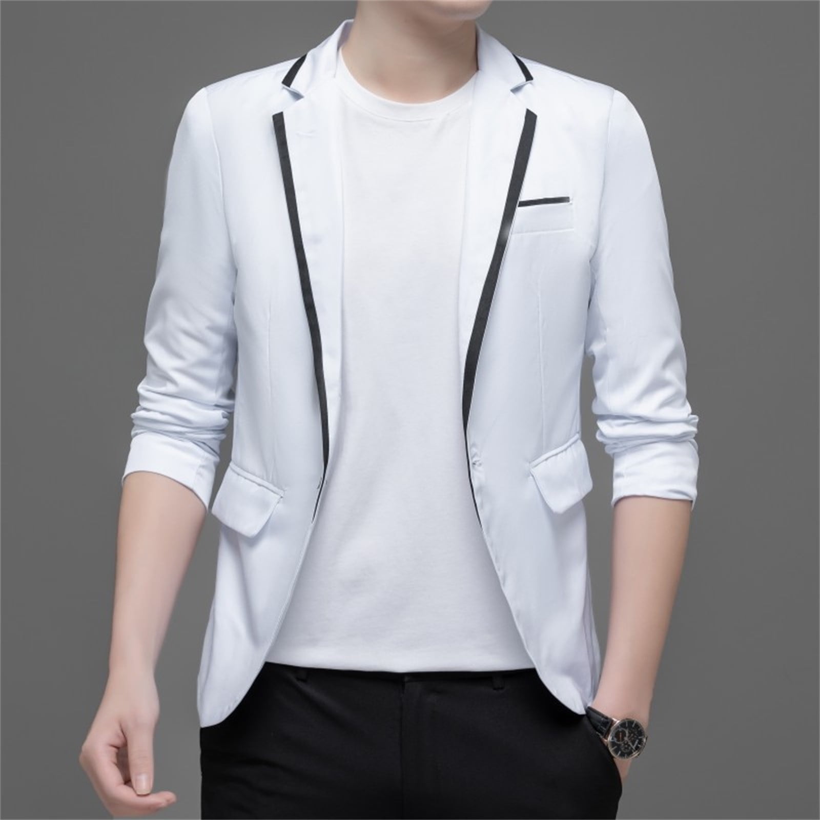 Gubotare Mens Suit Jacket Big And Tall Shawl Lapel One Button Suit ...