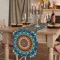 Blue Turquoise Boho Table Runner Farmhouse Ethnic Abstract Patterned ...