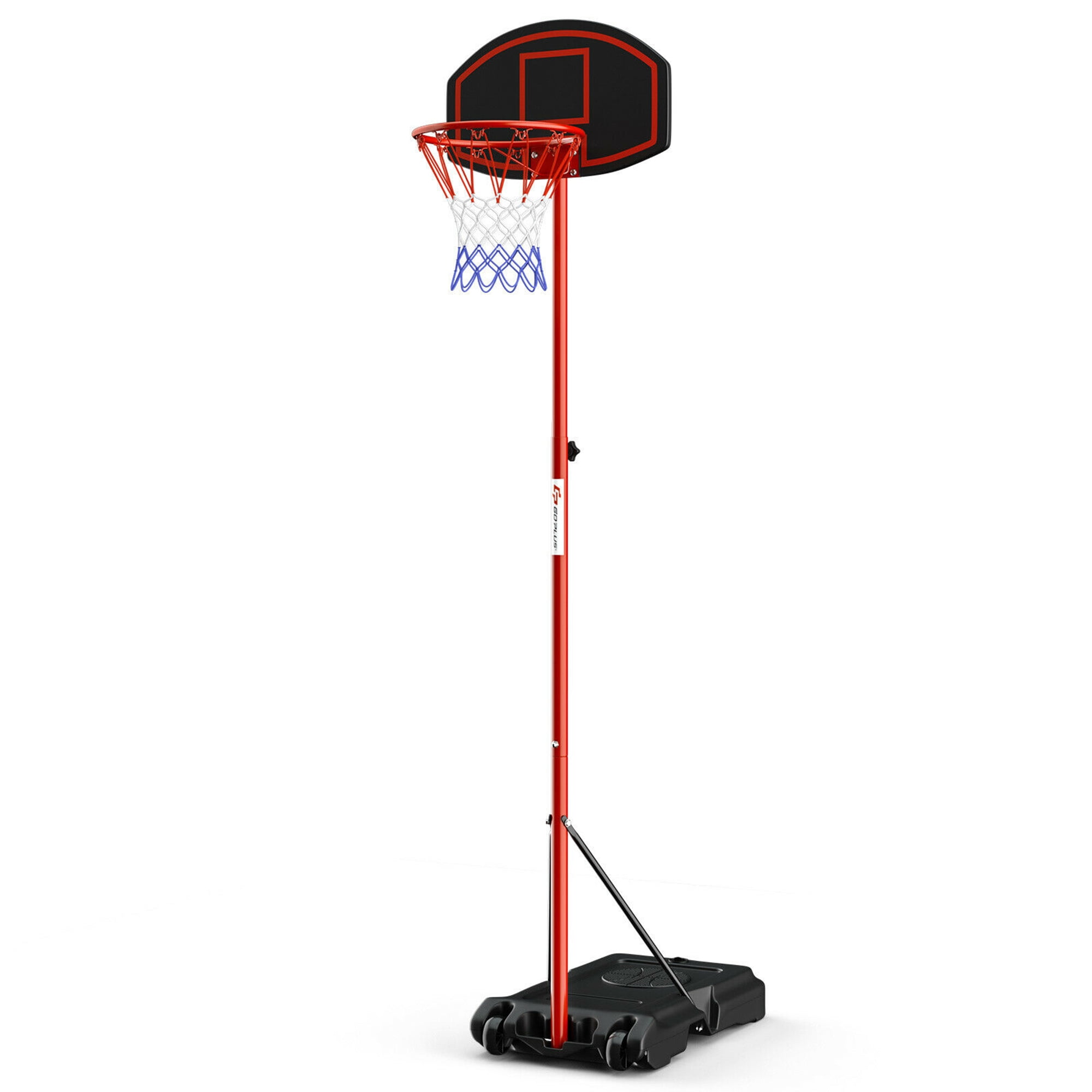Gymax Portable Basketball Hoop System with 2 Wheels Fillable Base and ...