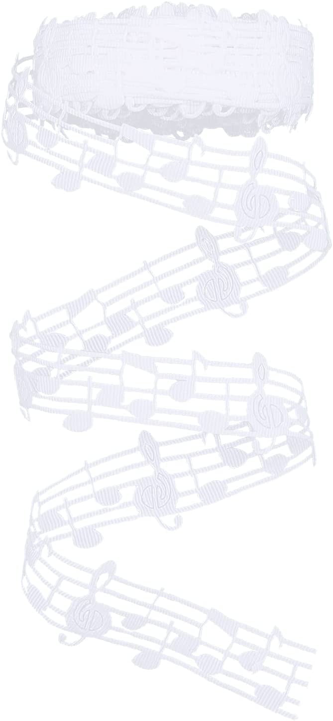 Music Note Ribbon 10 Yards White Decorative Hollow Out Wrapping Ribbon ...