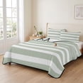 Modern Stripes 3 Pieces Quilt Set,1 Quilt with 2 Shams,Sage Green and ...
