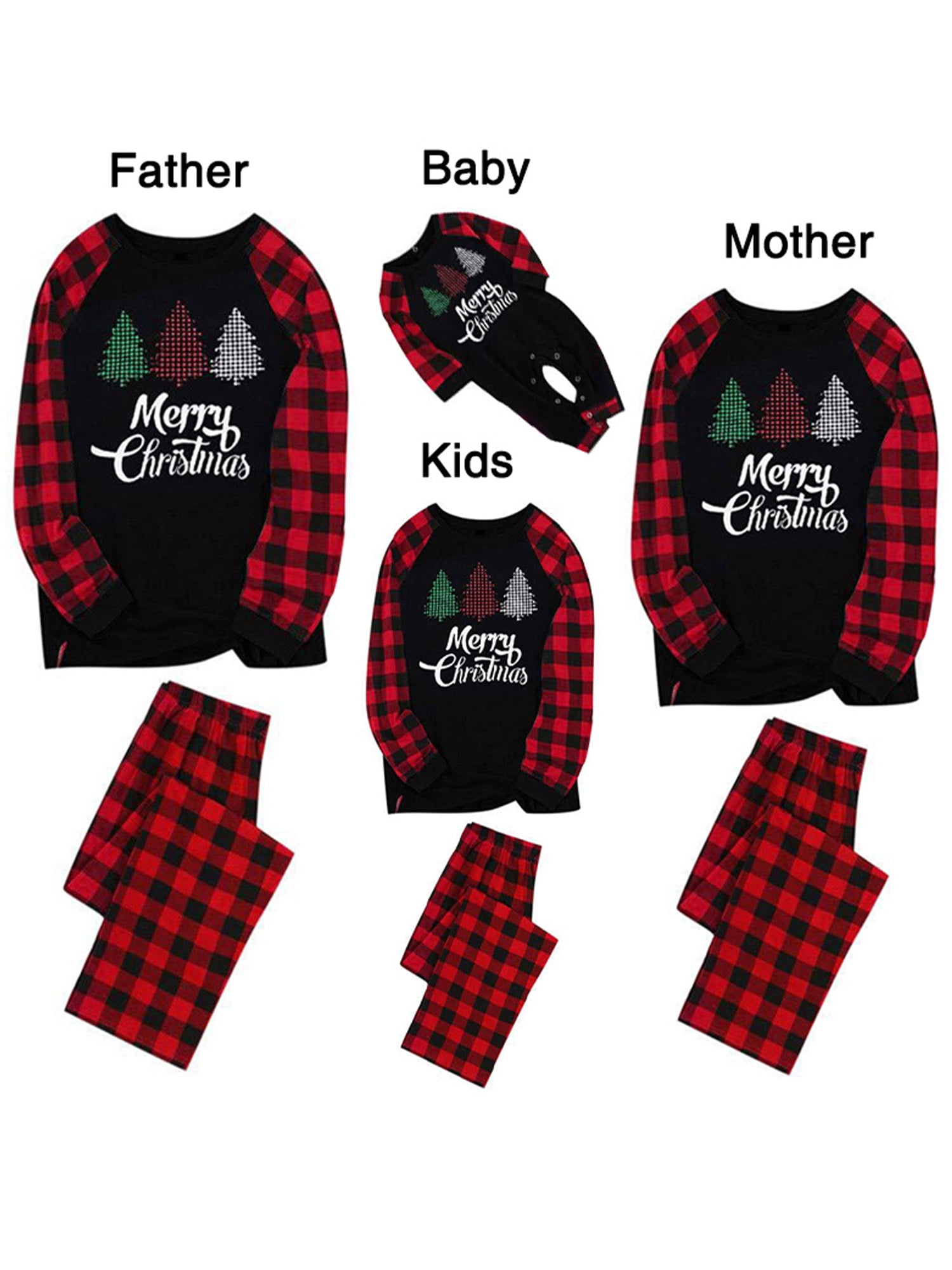 Grianlook Mommy Dad Child Xmas Matching Family Pajamas Set Crew Neck ...