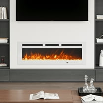 BaPiPro 50" Black Electric Fireplace, Wall Mounted/Recessed/Floating ...