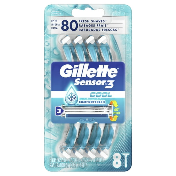 Gillette Sensor3 Cool Disposable Razors for Men, 8 Ct - Walmart.com