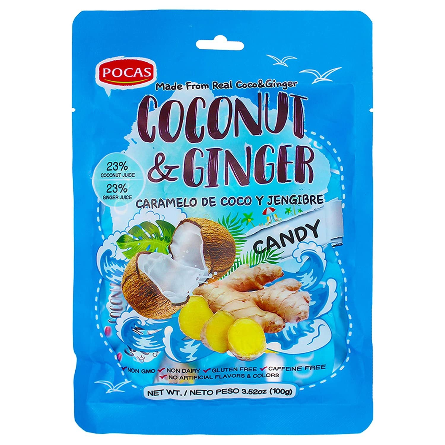 Pocas Hard Candy, Coconut & Ginger, 100 Gram Pack of 2 - Walmart.com