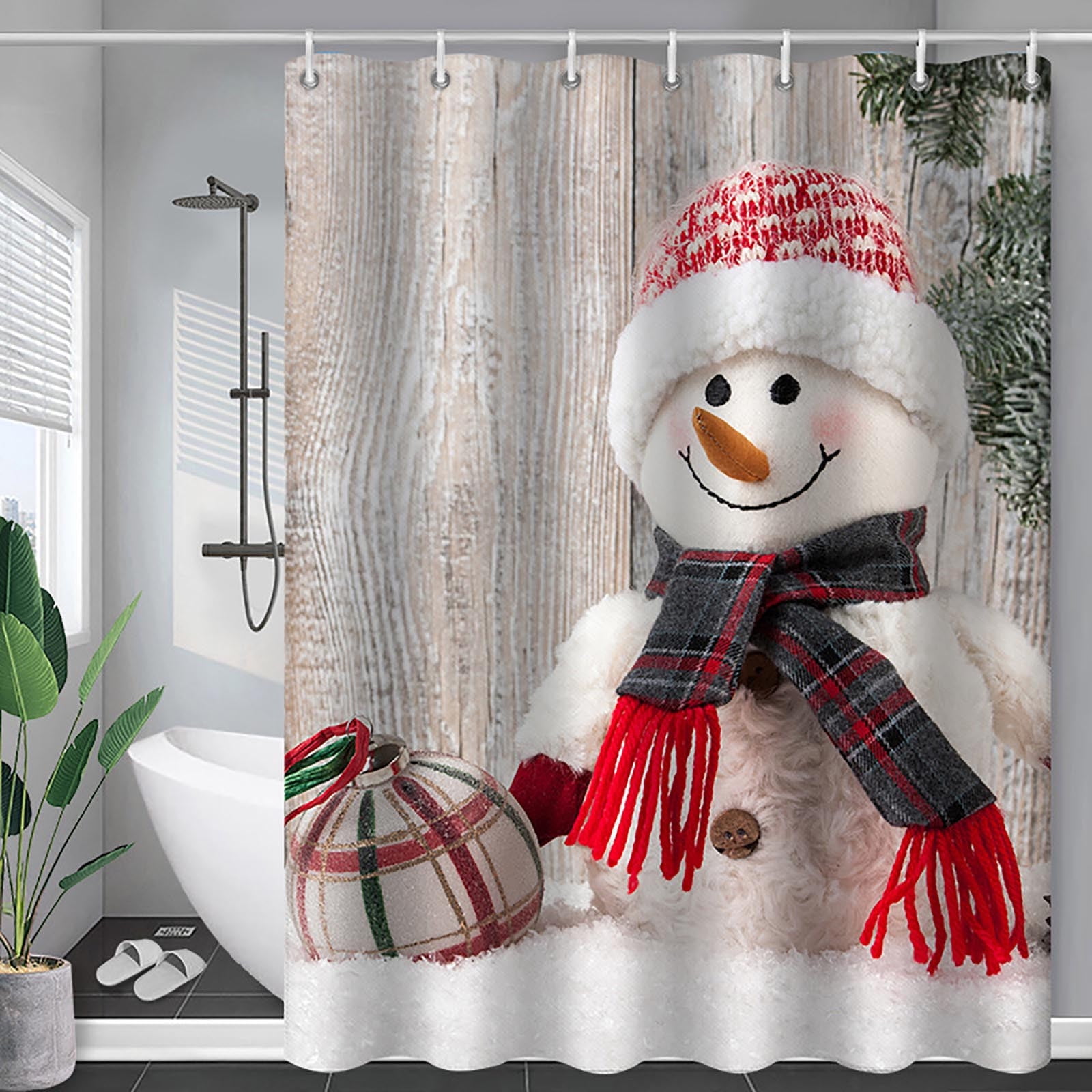 Click here for Seyotauo Winter Snowman Shower Curtain Christmas S... prices