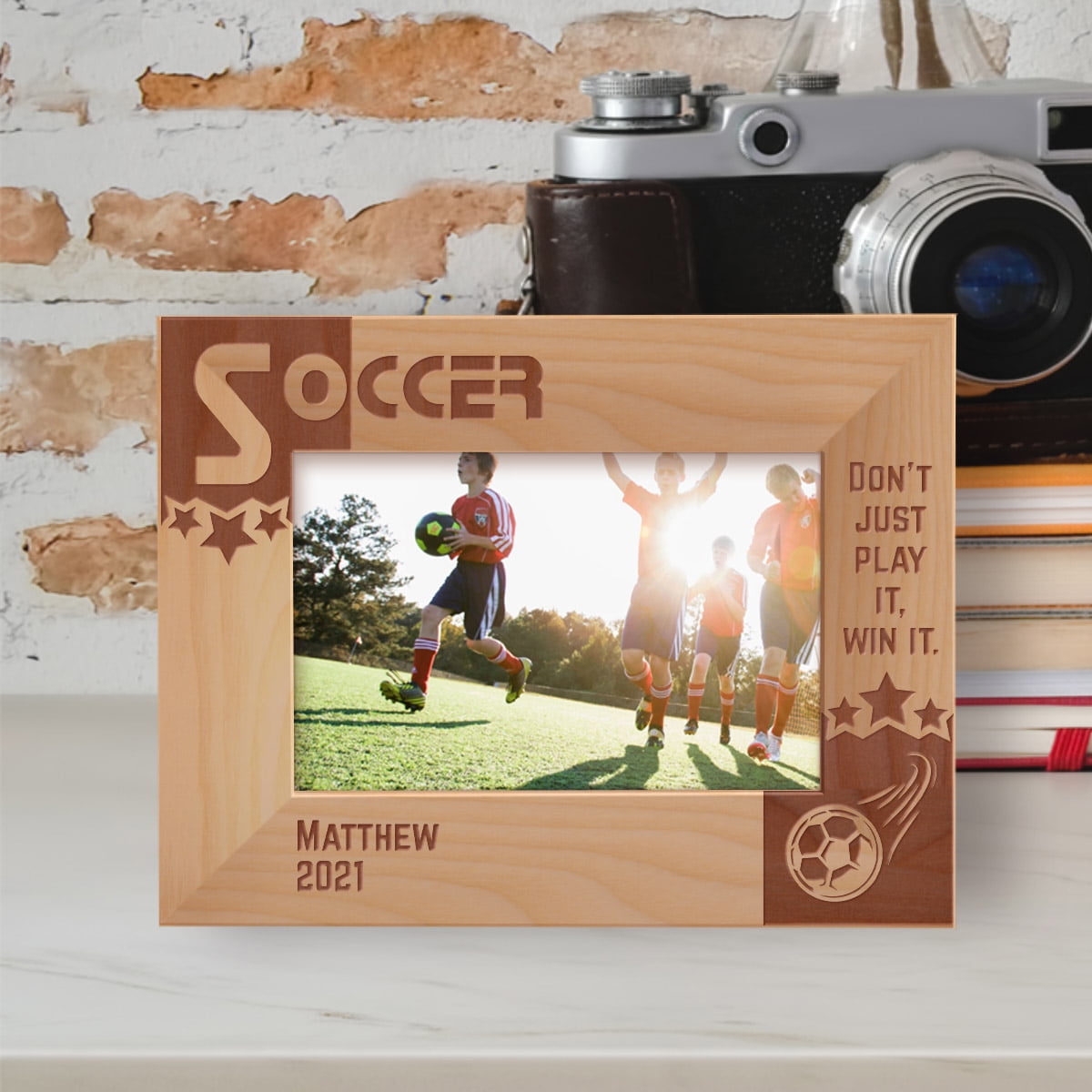 Soccer Don't Just Play It Win It Personalized Wooden Frame-6" x 4 ...