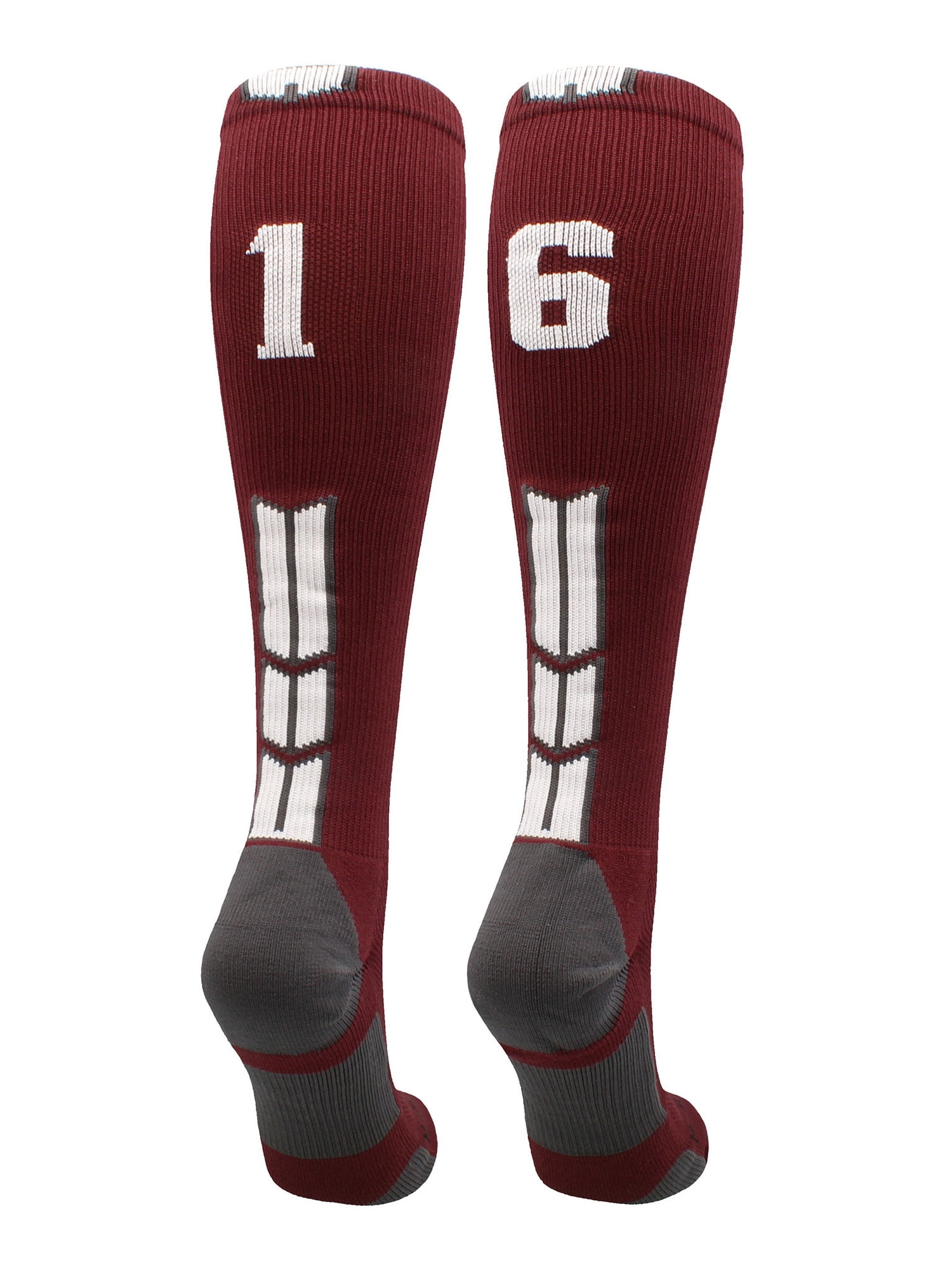 Player Id Number Socks Over the Calf Maroon White (#16, Small ...