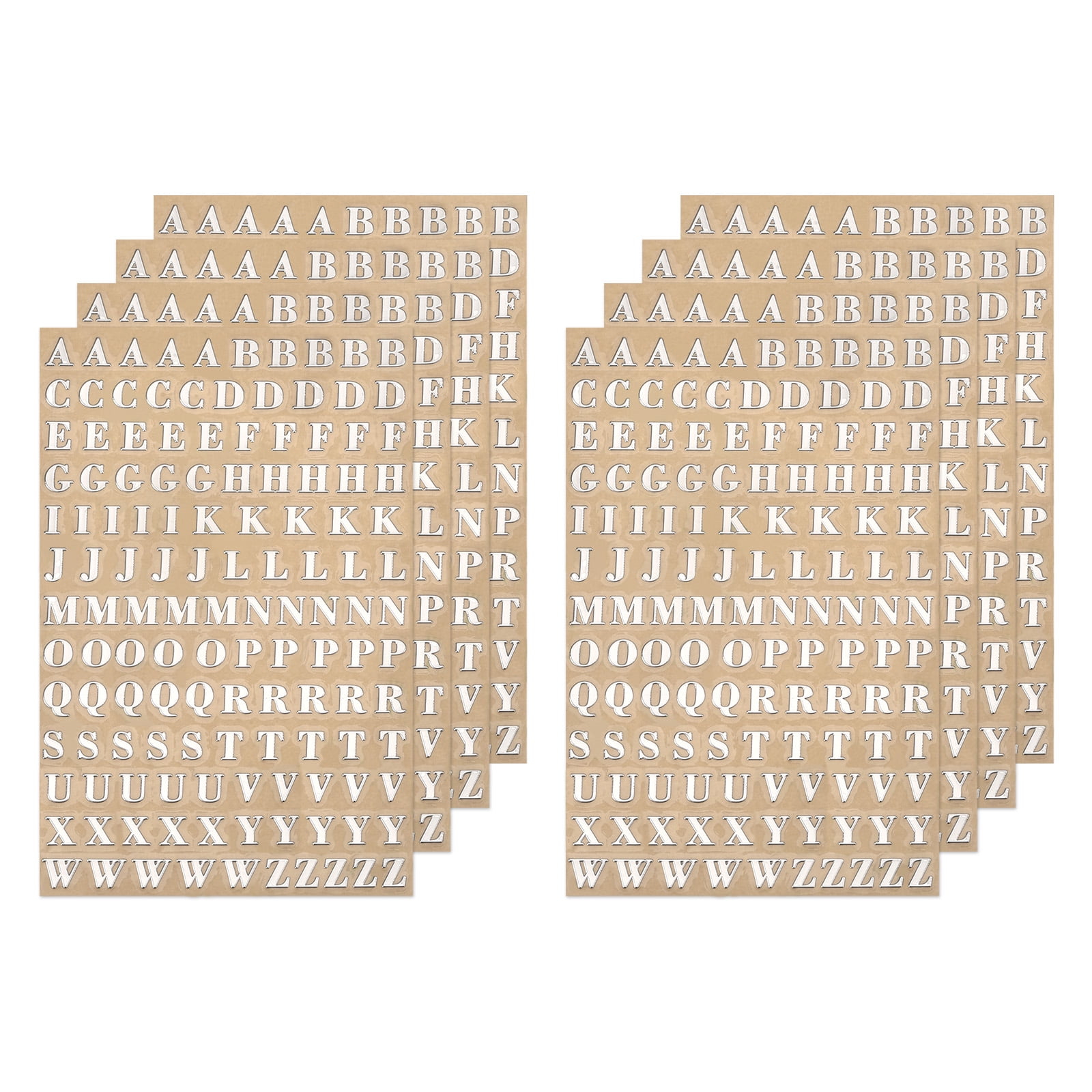 Letter Resin Stickers 8 Sheets Mini Alphabet Sticker Glitter Alloy ...