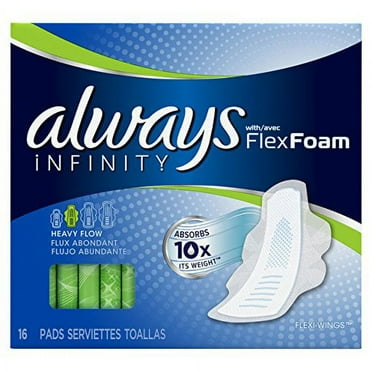 ALWAYS Infinity, Size 5, Extra Heavy Overnight Sanitary Pads with Wings ...
